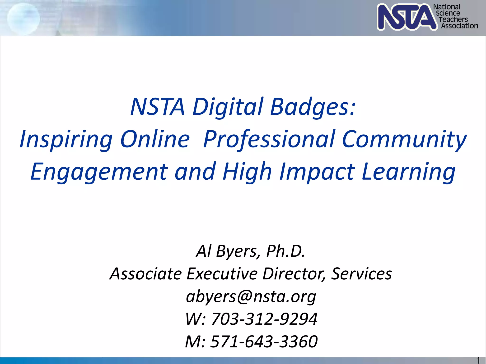 NSTA Digital Badges: Inspiring Online Professional Community Engagement ...