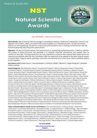5th Edition of Natural Scientists Awards | PDF