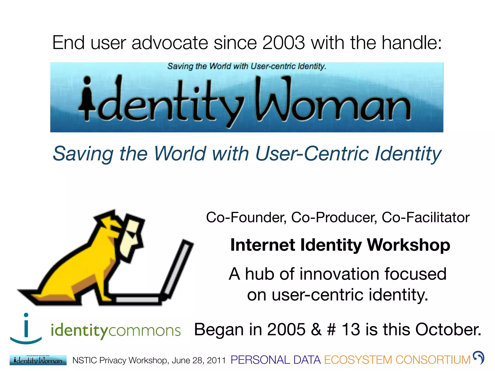 Personal Data Ecosystem - NSTIC Privacy Workshop | PPT