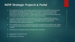 Nstip portal training workshop strategic research proposal submission ...