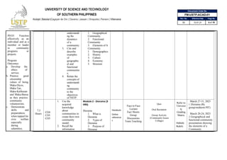 Final Narrative and Accomplishment Report for NSTP 2: Community ...