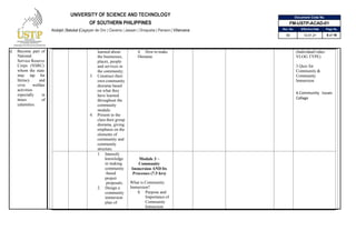 Final Narrative and Accomplishment Report for NSTP 2: Community ...