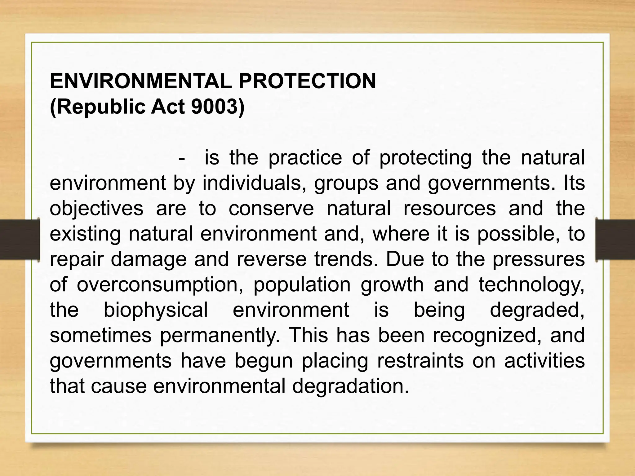 NSTP 1 Enviromental Protection and 7 Principles | PPTX