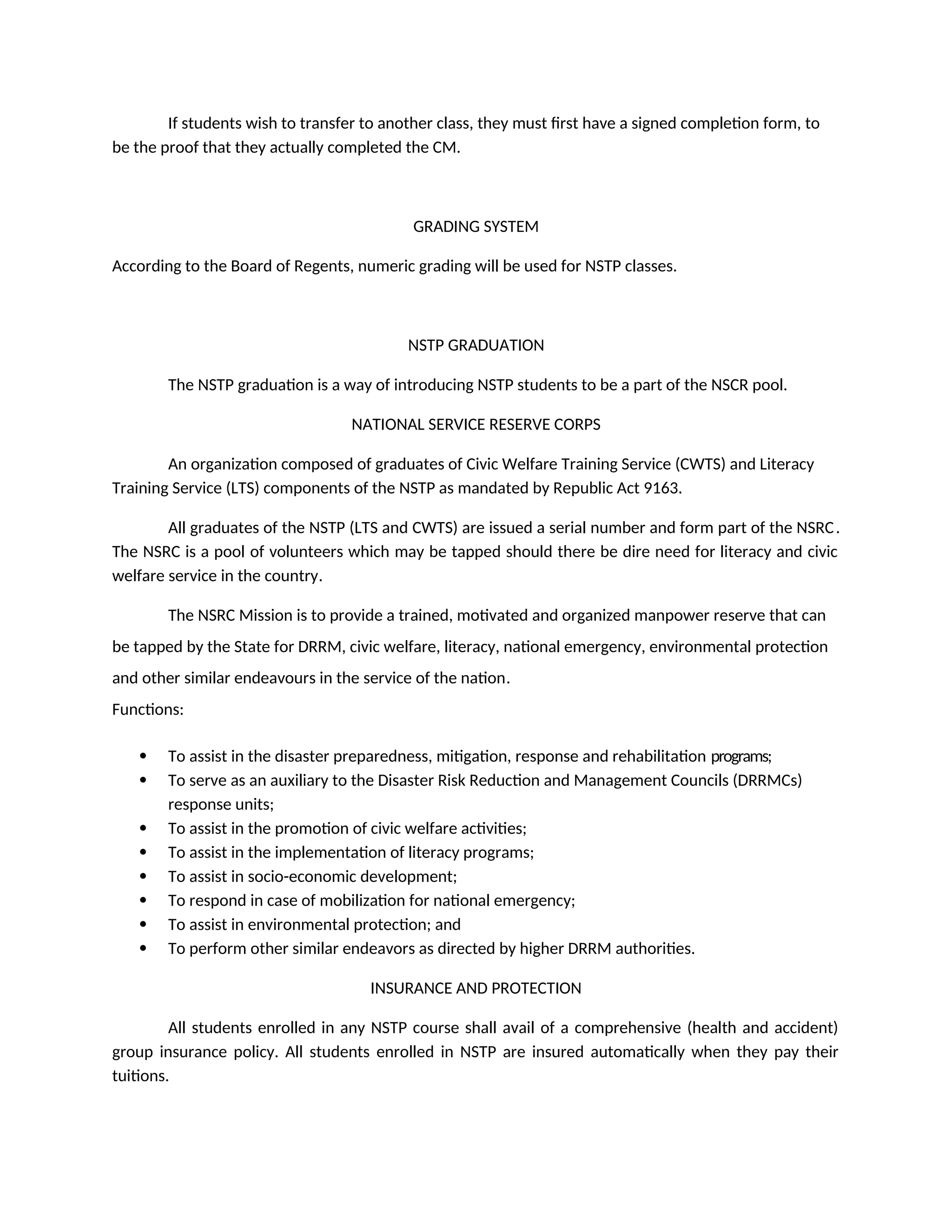 National service training program hand book | DOCX