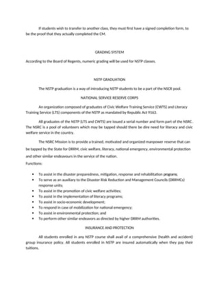 National service training program hand book | DOCX