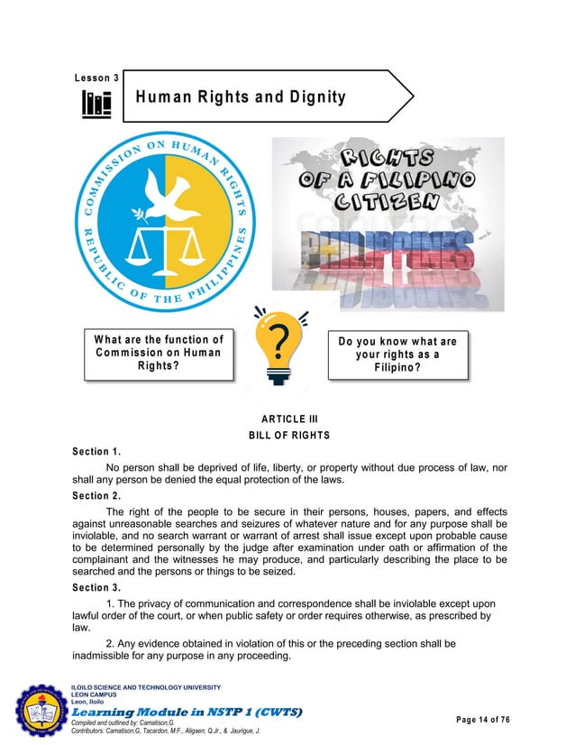 NSTP 1 Civic Welfare Training Service Module | PDF