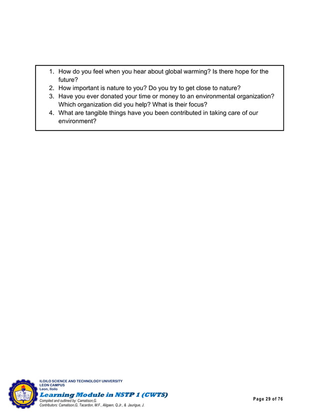 NSTP 1 Civic Welfare Training Service Module | PDF