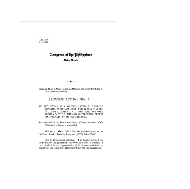 National Service Training Program RA 9163 | PPTX