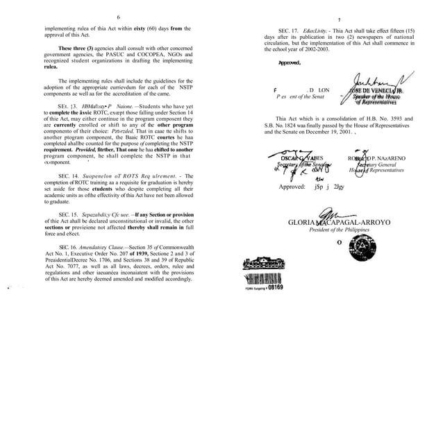 National Service Training Program RA 9163 | PPTX