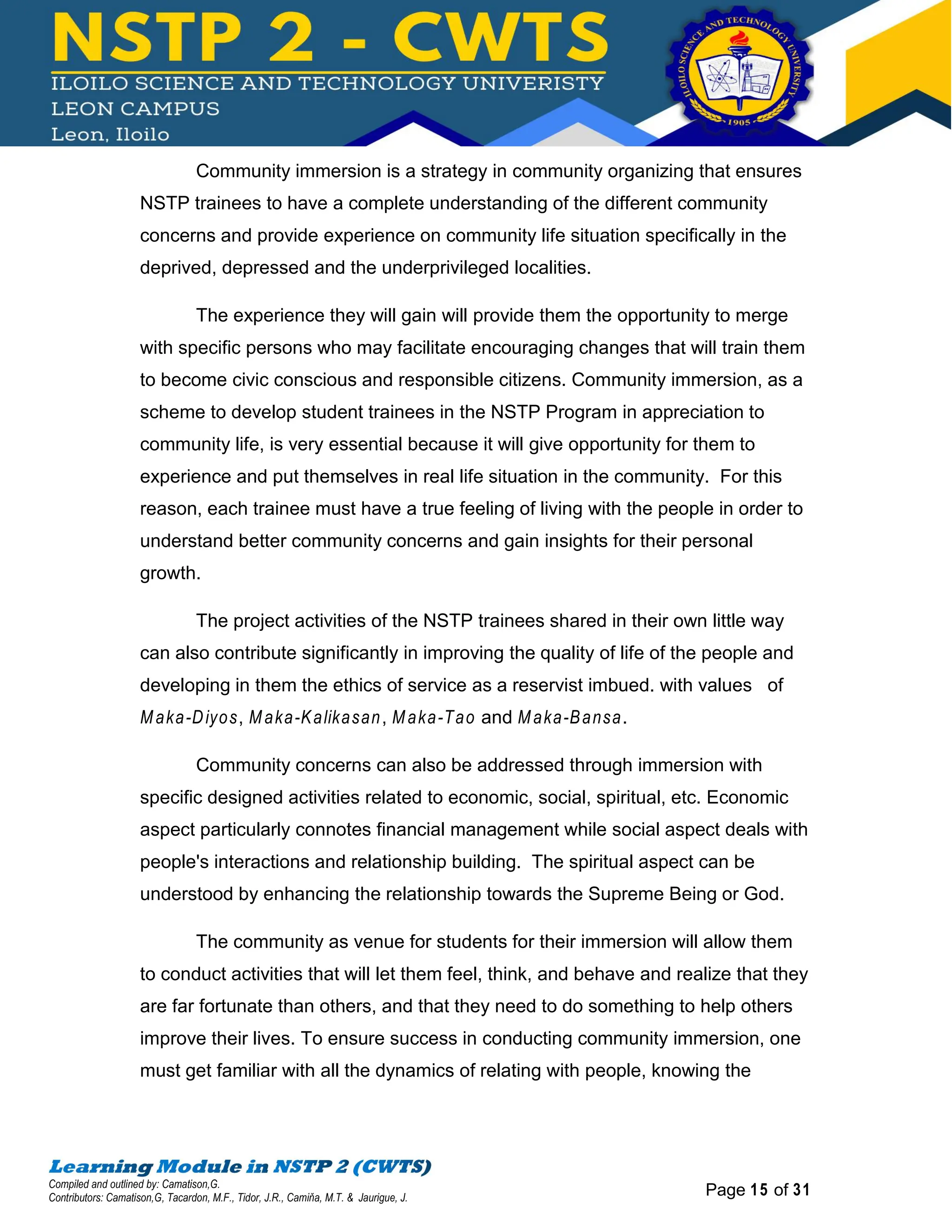 NSTP 2 CIVIC WELFARE TRAINING SERVICE MODULE | PDF