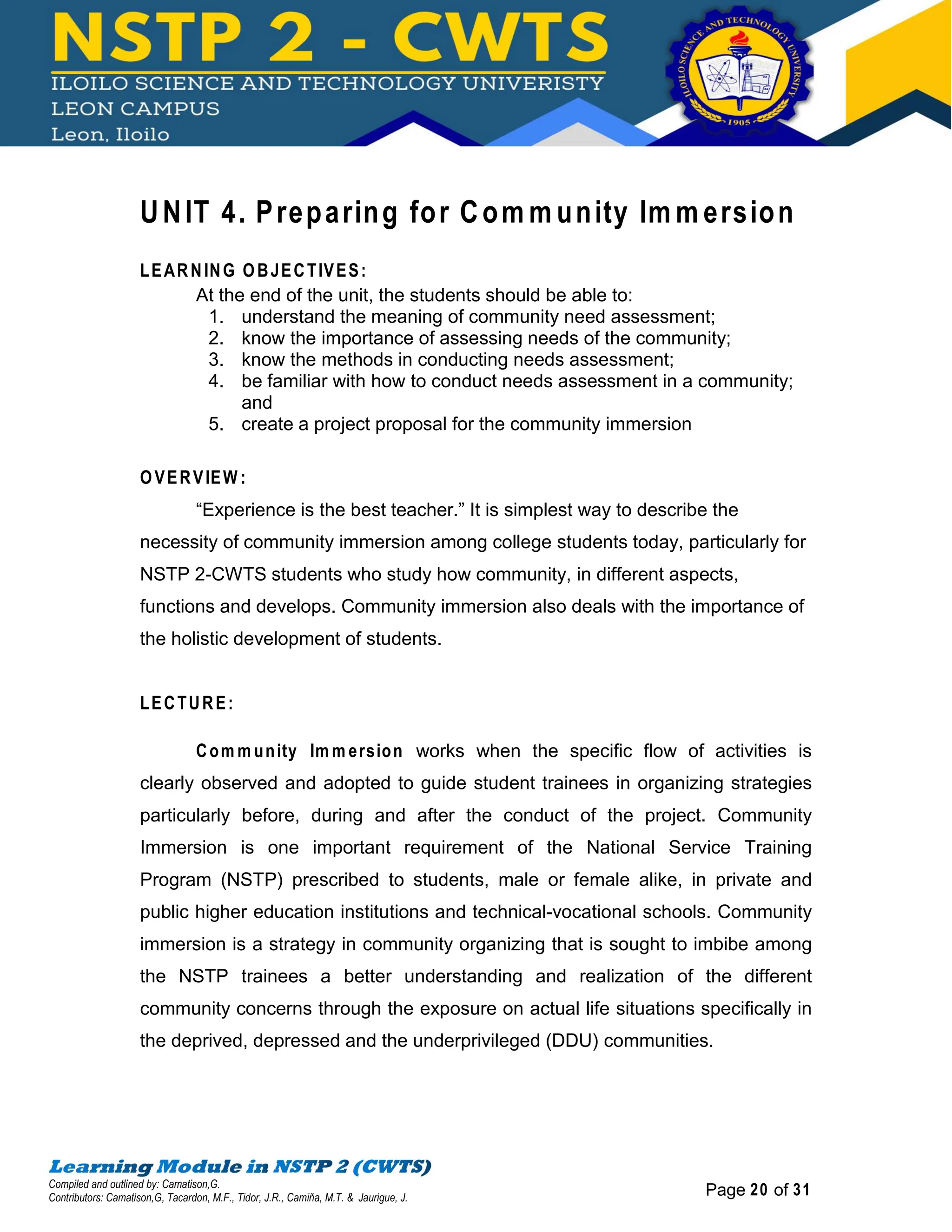 NSTP 2 CIVIC WELFARE TRAINING SERVICE MODULE | PDF