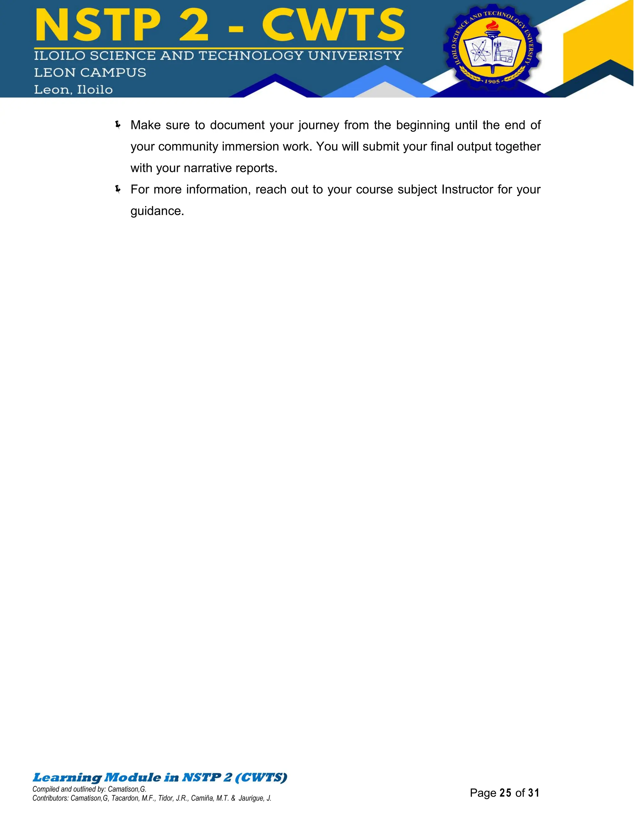 NSTP 2 CIVIC WELFARE TRAINING SERVICE MODULE | PDF