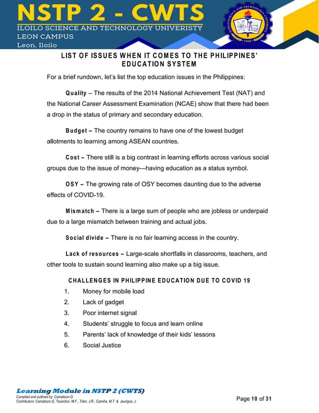 NSTP 2 CIVIC WELFARE TRAINING SERVICE MODULE | PDF