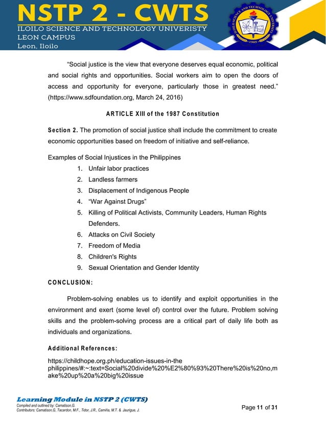 NSTP 2 CIVIC WELFARE TRAINING SERVICE MODULE | PDF