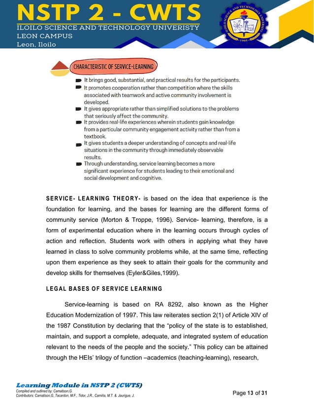 NSTP 2 CIVIC WELFARE TRAINING SERVICE MODULE | PDF