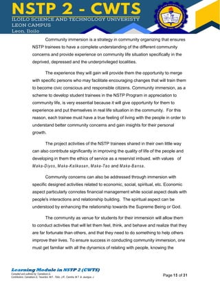 NSTP 2 CIVIC WELFARE TRAINING SERVICE MODULE | PDF