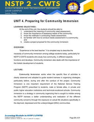 NSTP 2 CIVIC WELFARE TRAINING SERVICE MODULE | PDF