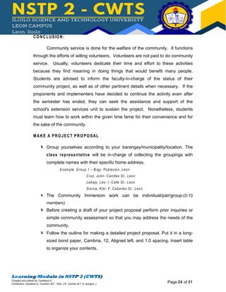 NSTP 2 CIVIC WELFARE TRAINING SERVICE MODULE | PDF
