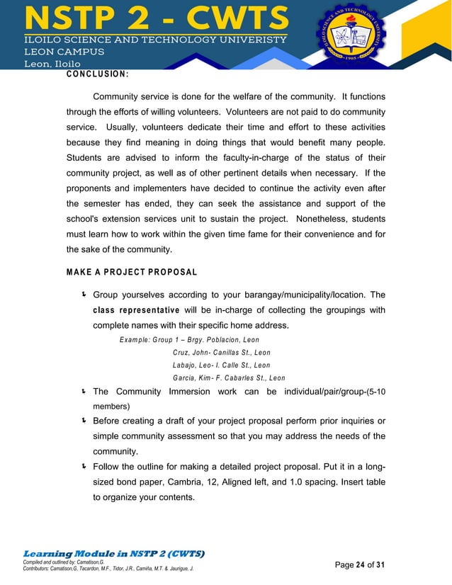 NSTP 2 CIVIC WELFARE TRAINING SERVICE MODULE | PDF