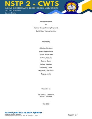 NSTP 2 CIVIC WELFARE TRAINING SERVICE MODULE | PDF