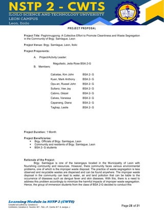 NSTP 2 CIVIC WELFARE TRAINING SERVICE MODULE | PDF