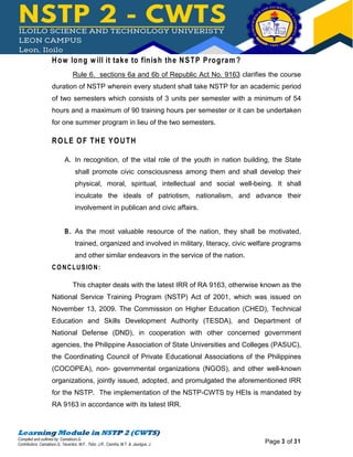 NSTP 2 CIVIC WELFARE TRAINING SERVICE MODULE | PDF