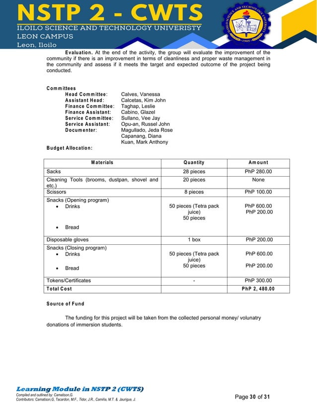 NSTP 2 CIVIC WELFARE TRAINING SERVICE MODULE | PDF