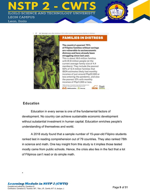 NSTP 2 CIVIC WELFARE TRAINING SERVICE MODULE | PDF