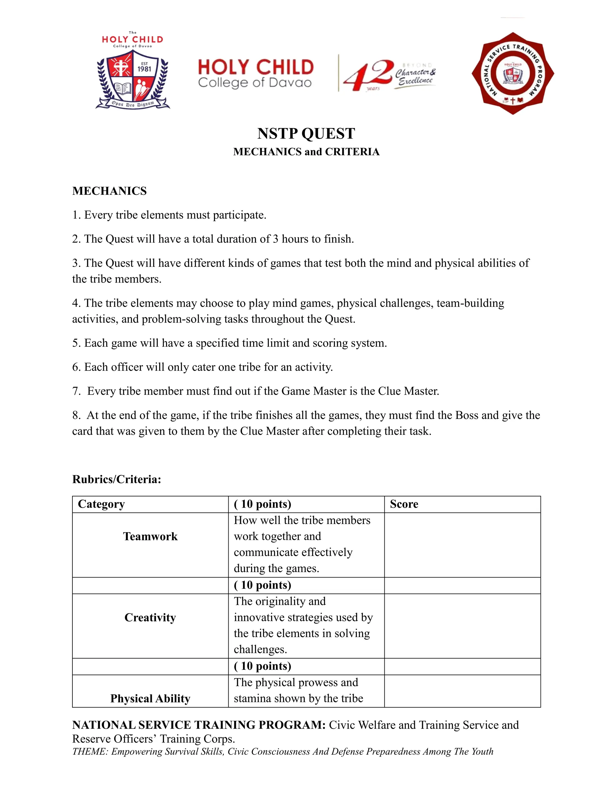 NSTP Mechanics.pdf_guidelines for culmination day | PDF