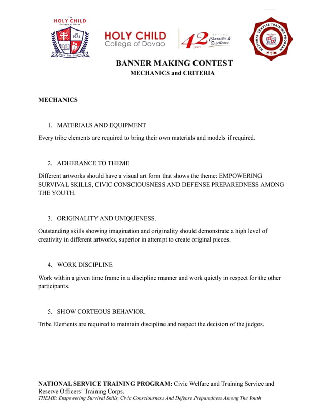 NSTP Mechanics.pdf_guidelines for culmination day | PDF