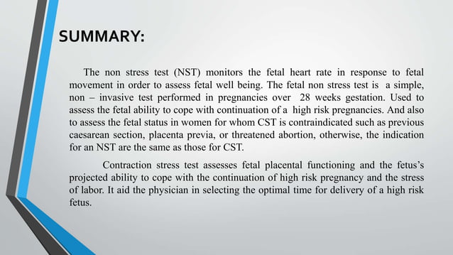 Non-stress test, and contraction stress test, presentation | PPTX ...