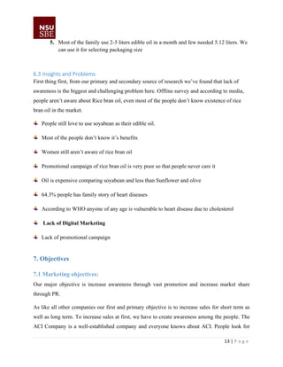 NSU MKT 337 final report, aci nutrilife rice bran oil | PDF