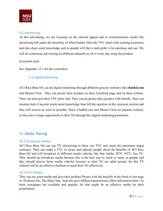 NSU MKT 337 final report, aci nutrilife rice bran oil | PDF