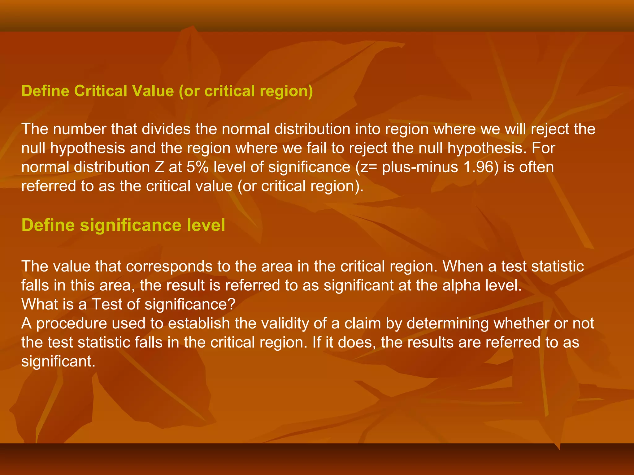 Critical Value and The P Value | PPT