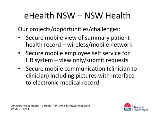 Collaborative Solutions eHealth Event - NSW Healthshare | PPT