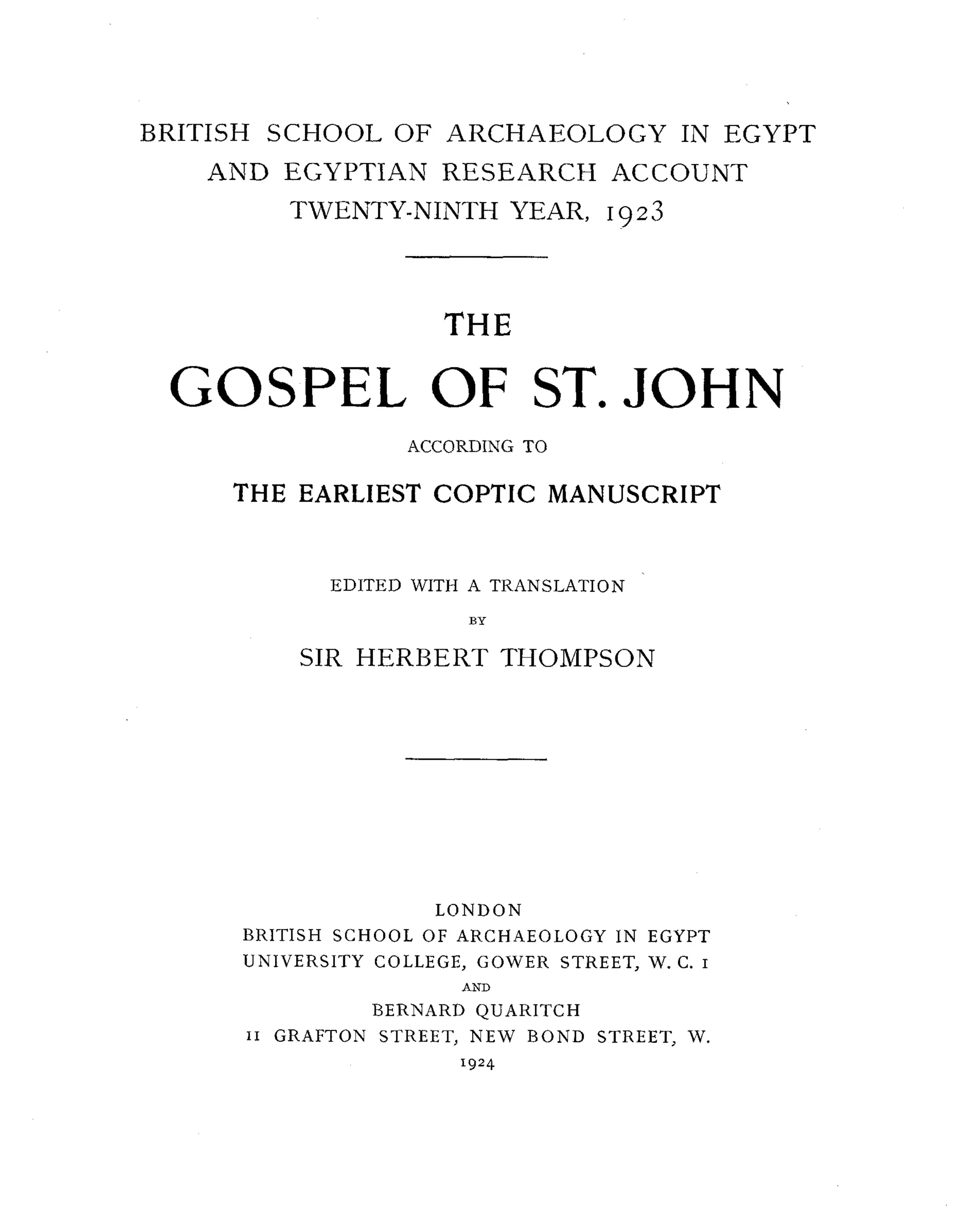 Coptic Gospel of St. John | PDF