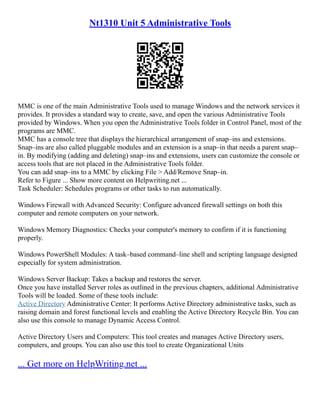 Nt1310 Unit 5 Administrative Tools | PDF
