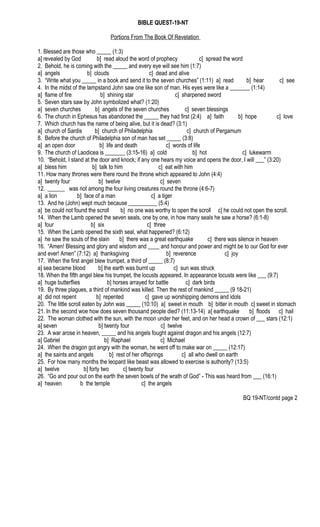 Revelation and John Bible Quiz Answers | PDF