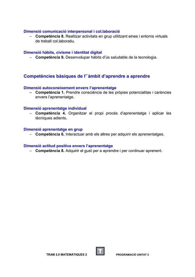 Tram-2 Programació aula | PDF