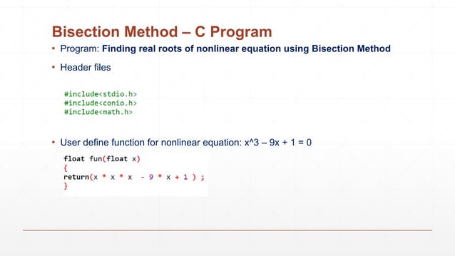 Numerical Methods Algorithm and C Program | PPT