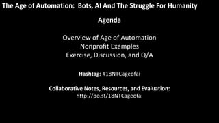 Nonprofits and the Age of Automation: Bots, AI, and Struggle for Humanity | PPT