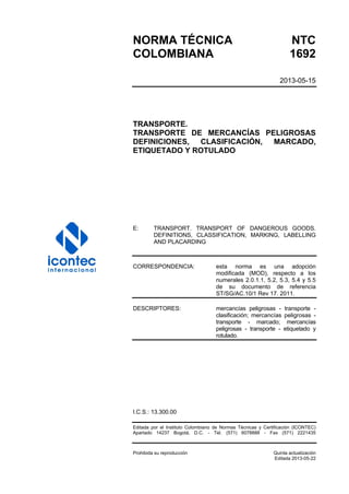 Norma tecnica colombiana NTC1692.pdf transporte | PDF