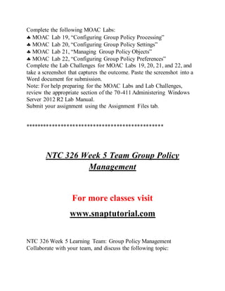 NTC 326 Great Wisdom / snaptutorial.com