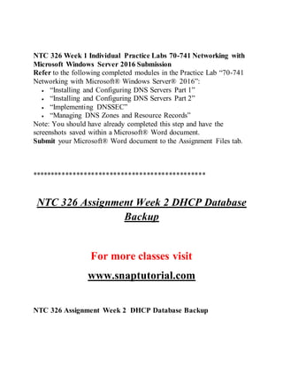 NTC 326 Great Wisdom / snaptutorial.com