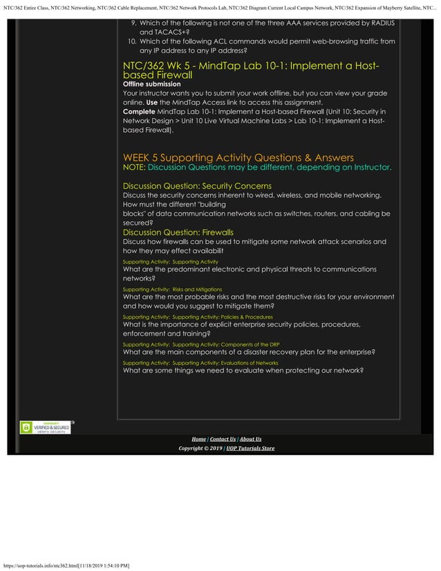 NTC/362 ENTIRE CLASS UOP TUTORIALS | PDF