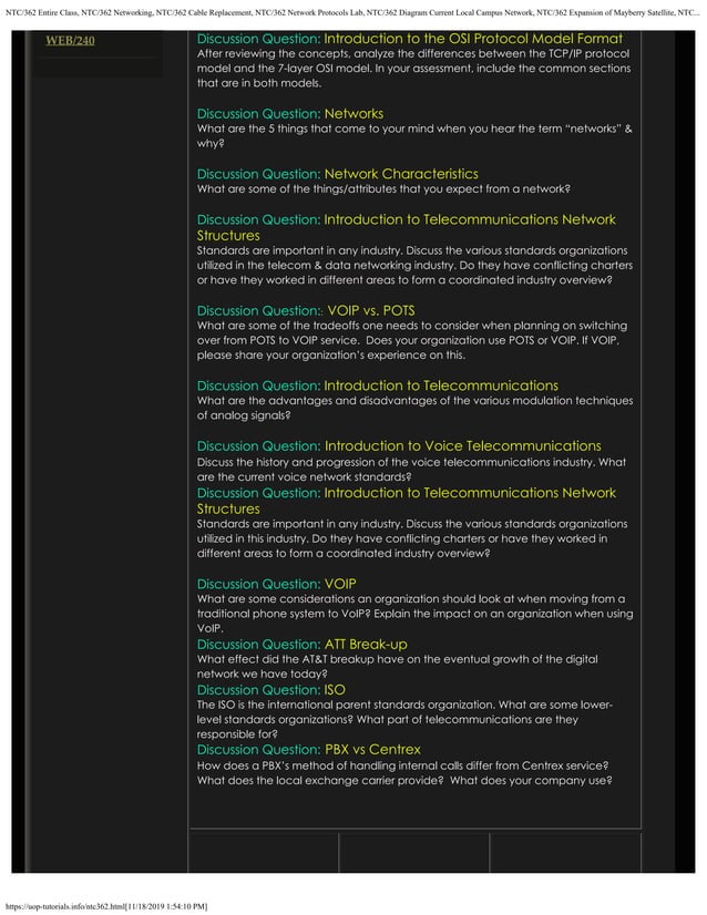 NTC/362 ENTIRE CLASS UOP TUTORIALS | PDF