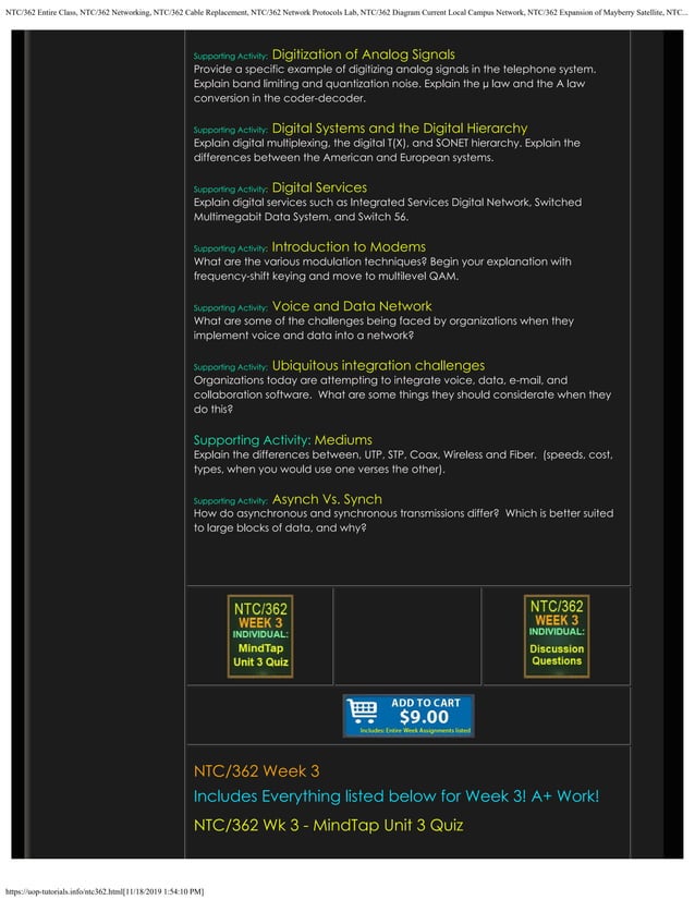 NTC/362 ENTIRE CLASS UOP TUTORIALS | PDF