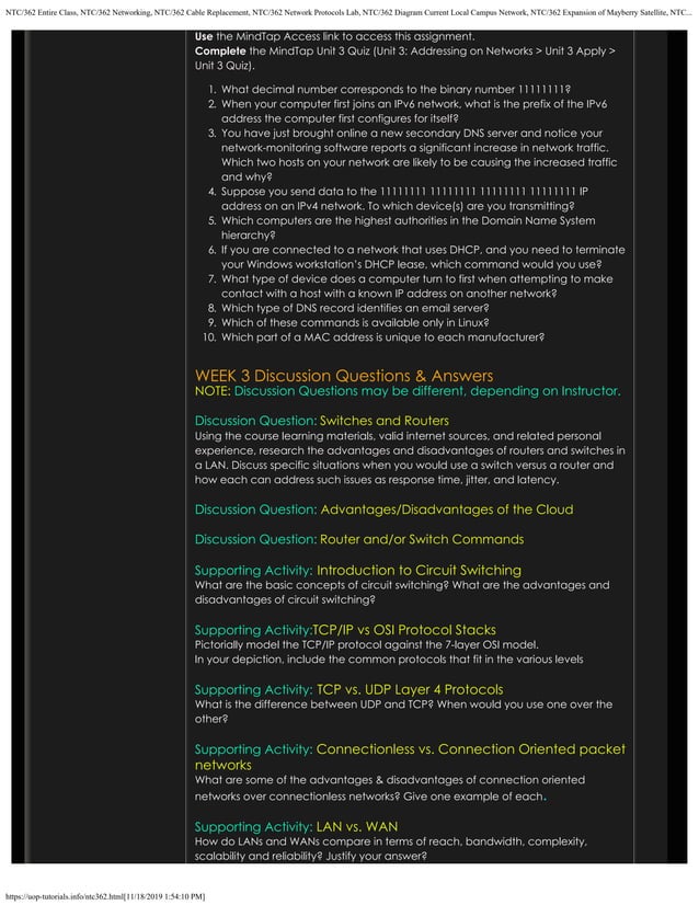 NTC/362 ENTIRE CLASS UOP TUTORIALS | PDF