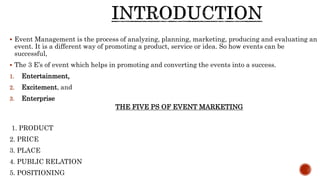 Ntcc project on event management marketing | PPTX
