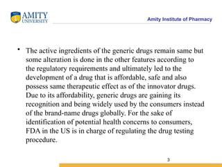 NTCC REPORT PPT.ppt generic drug development and approval | PPT
